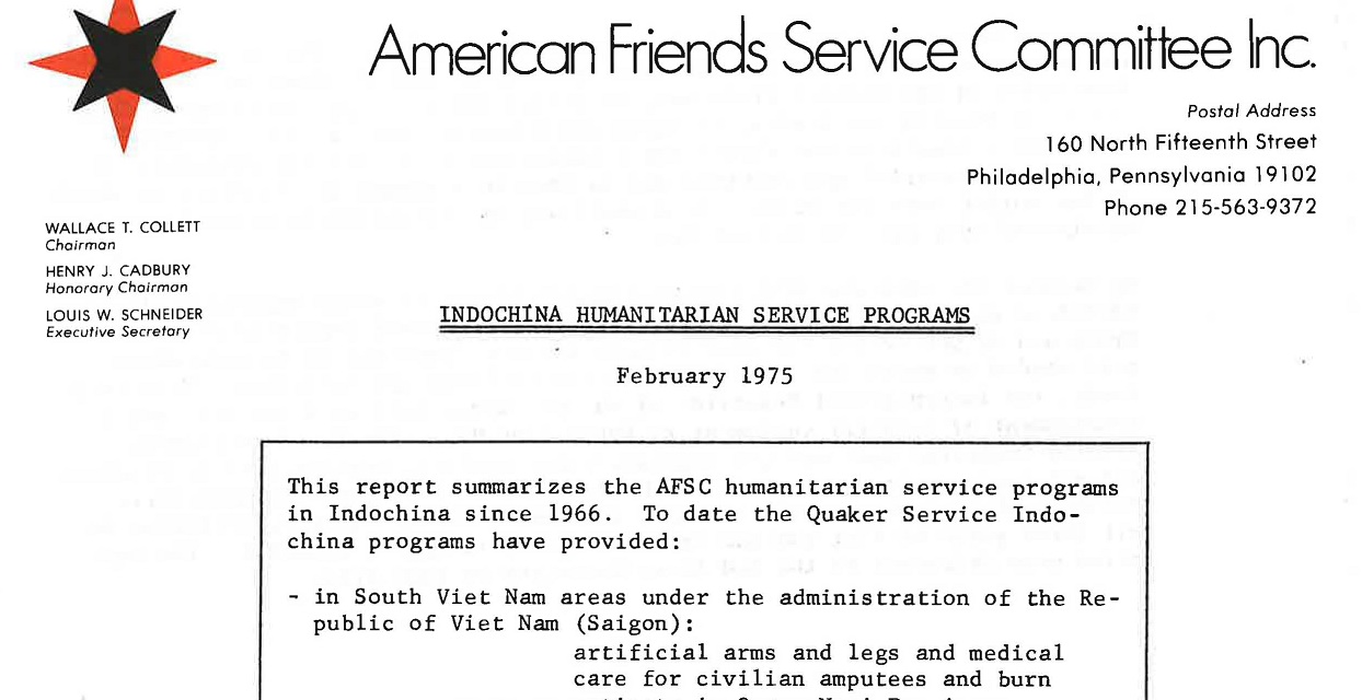 Indochina Humanitarian Service Programs | American Friends Service ...